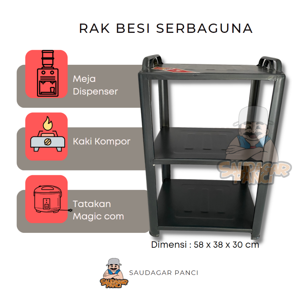 Jual Rak Besi Serbaguna Full Plate Coating - Meja Dispenser - Kaki ...