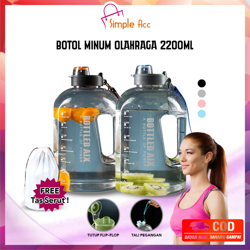 Jual DO-C470 Botol Minum Transparan 2200ML Tumblr Botol Gym Bottle / Tempat Botol Minum Olahraga ...