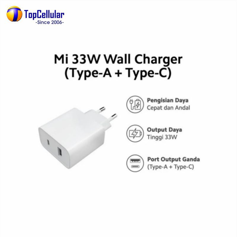 Jual Power Adapter Mi 33W Wall Charger (Type-A + Type-C) | Shopee Indonesia