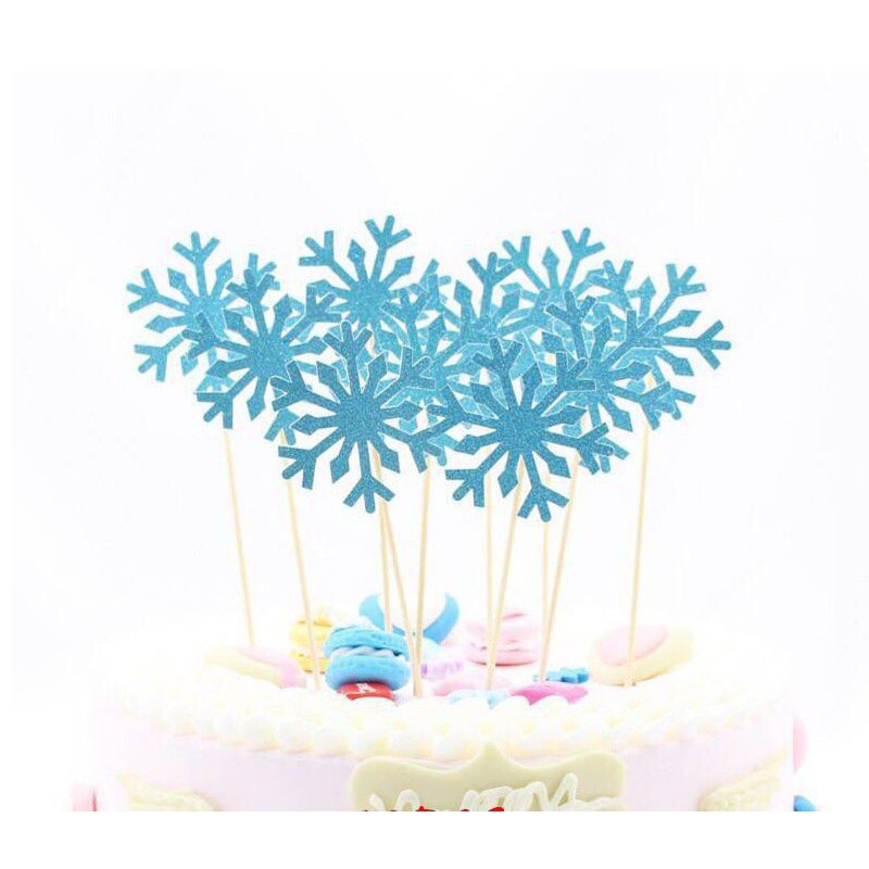 Jual CAKE TOPPER SNOWFLAKES KEPINGAN SALJU GLITTER PERAK BIRU CASTLE ...