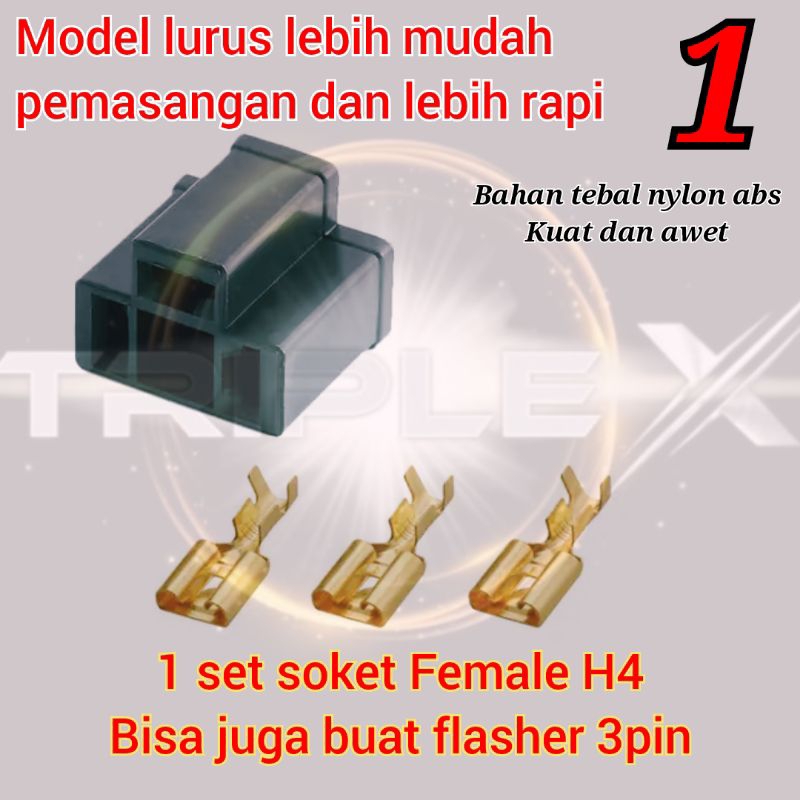 Jual soket cewek h4 flasher 3pin socket h4 3 pin otomatis lampu sein ...