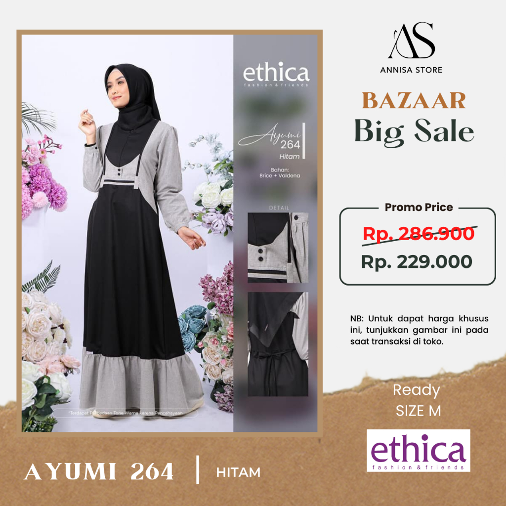 Jual PUSAT GROSIR GAMIS WANITA PROMO BRANDED ETHICA AYUMI 264 HITAM ...