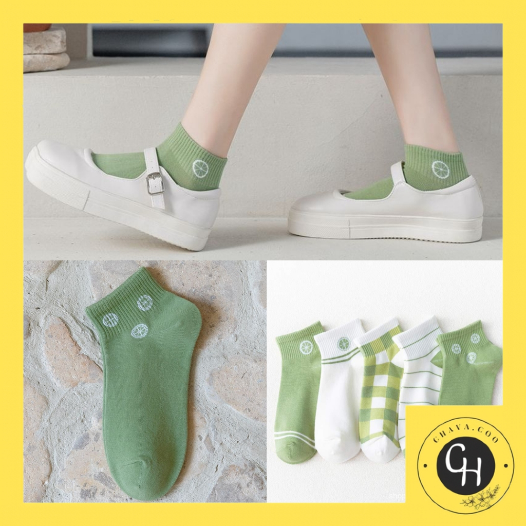 Jual CHAVA | KK805 Kaos Kaki Wanita Motif Lime Semata Kaki Kaus Kaki Pendek Japanese Ankle Socks ...