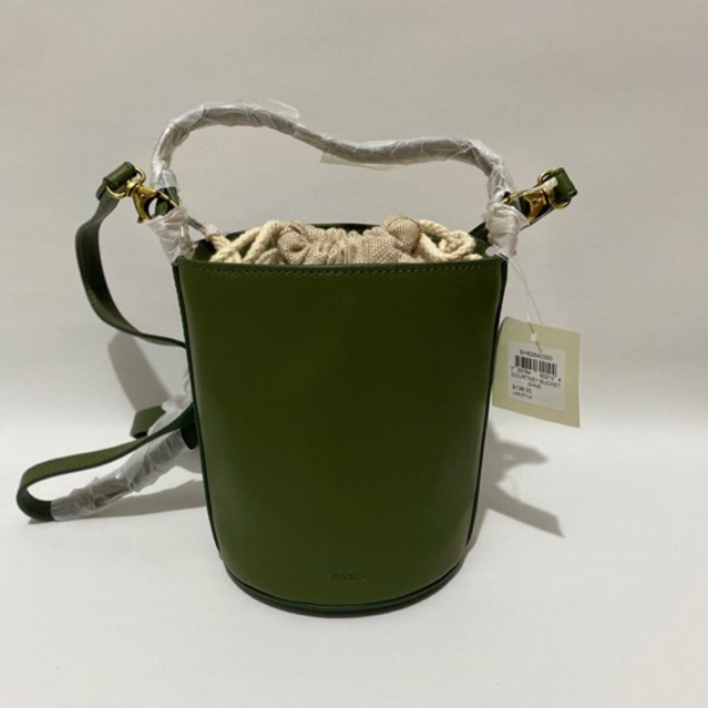 Jual Fossil Courtney bucket bag crossbody chive | Shopee Indonesia