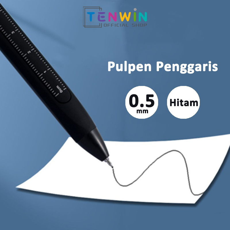Jual Pulpen Hitam 0.5mm ins style penggaris, tampilan bagus dilengkapi ...