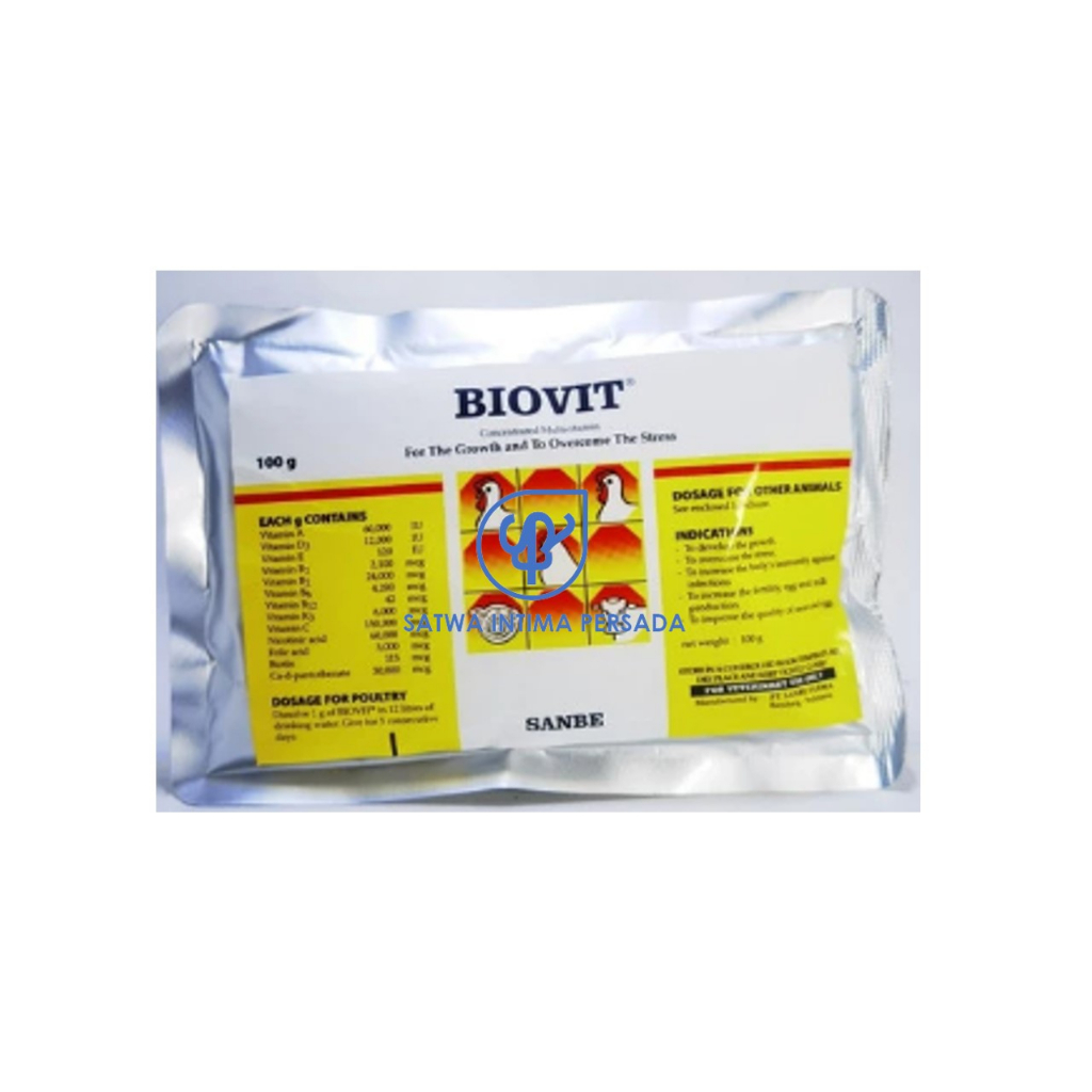 Jual Biovit 100 gram PT Sanbe Farma - Multivitamin Dosis Tinggi Hewan ...