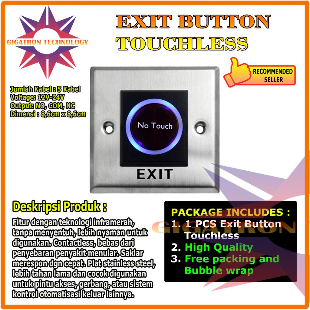 Jual No Touch Exit Button Touchless Infrared Sensor Tombol Akses Lift / Pintu Akses Rumah ...