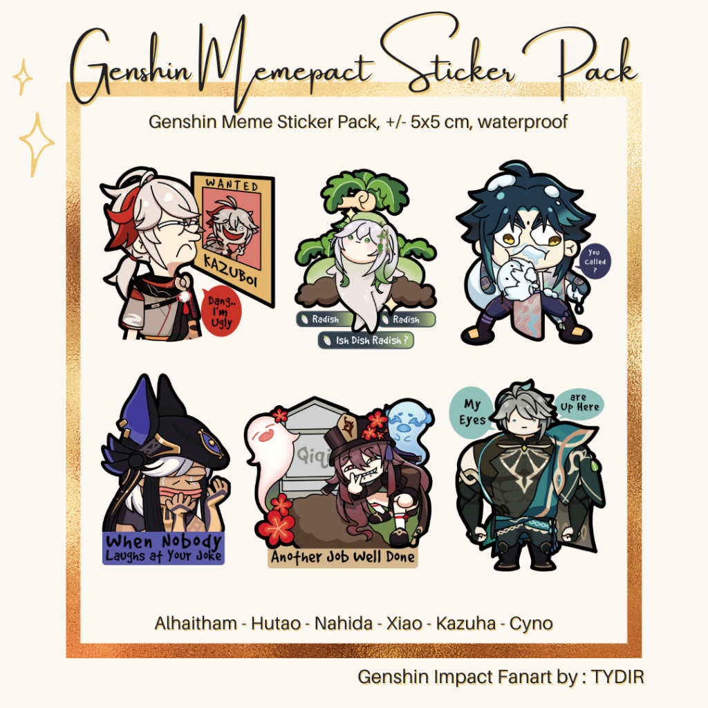 Jual [TYDIR] Genshin Memepact Sticker Pack - Waterproof Genshin Impact ...