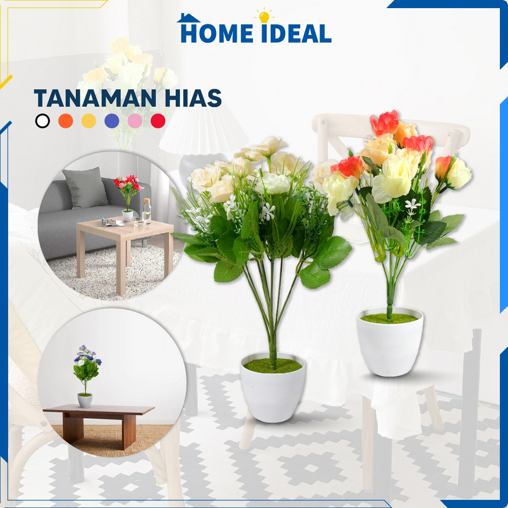 Jual Dekorasi Tanaman Hias Mawar 2 Warna Bunga Plastik Ornamen Pot ...
