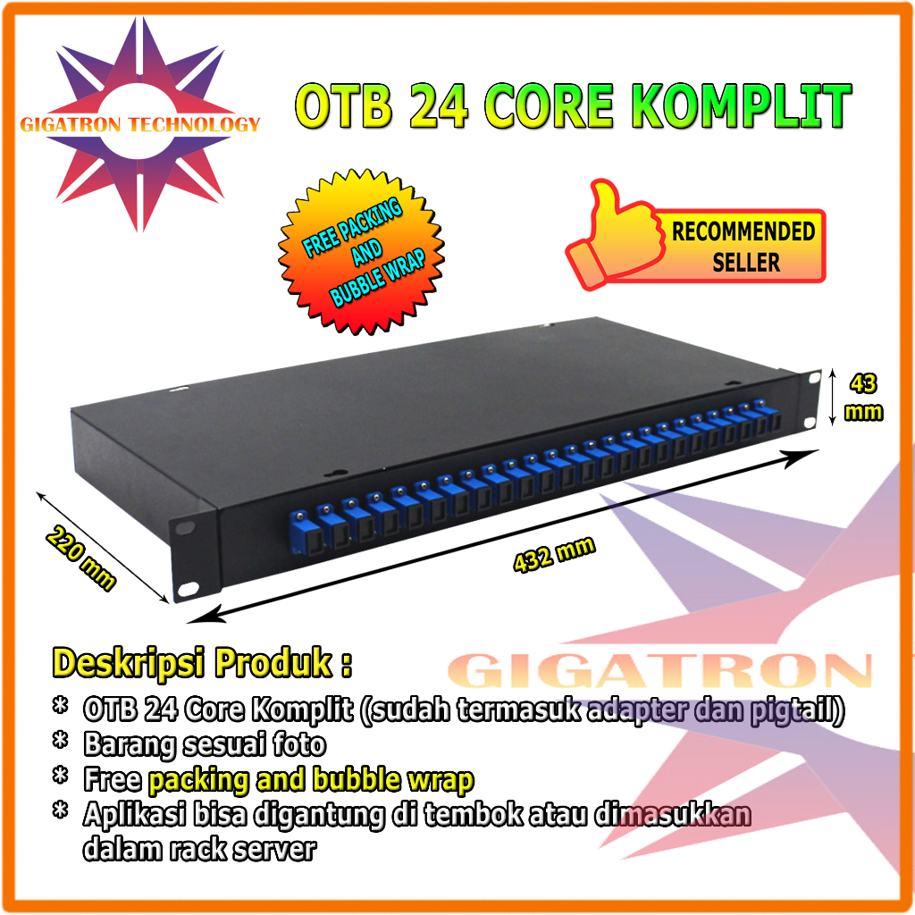 Jual OTB 24 Core SC UPC Single Mode Fullset ODF 24 Core SC Fiber Optic FTTH Include Pigtail Siap ...