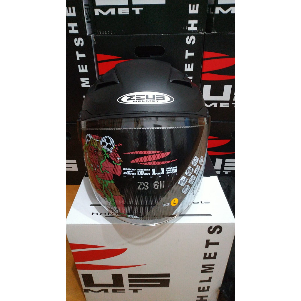 Jual HELM ZEUS ZS 611 - MATE BLACK (DOUBLE VISOR) | Shopee Indonesia