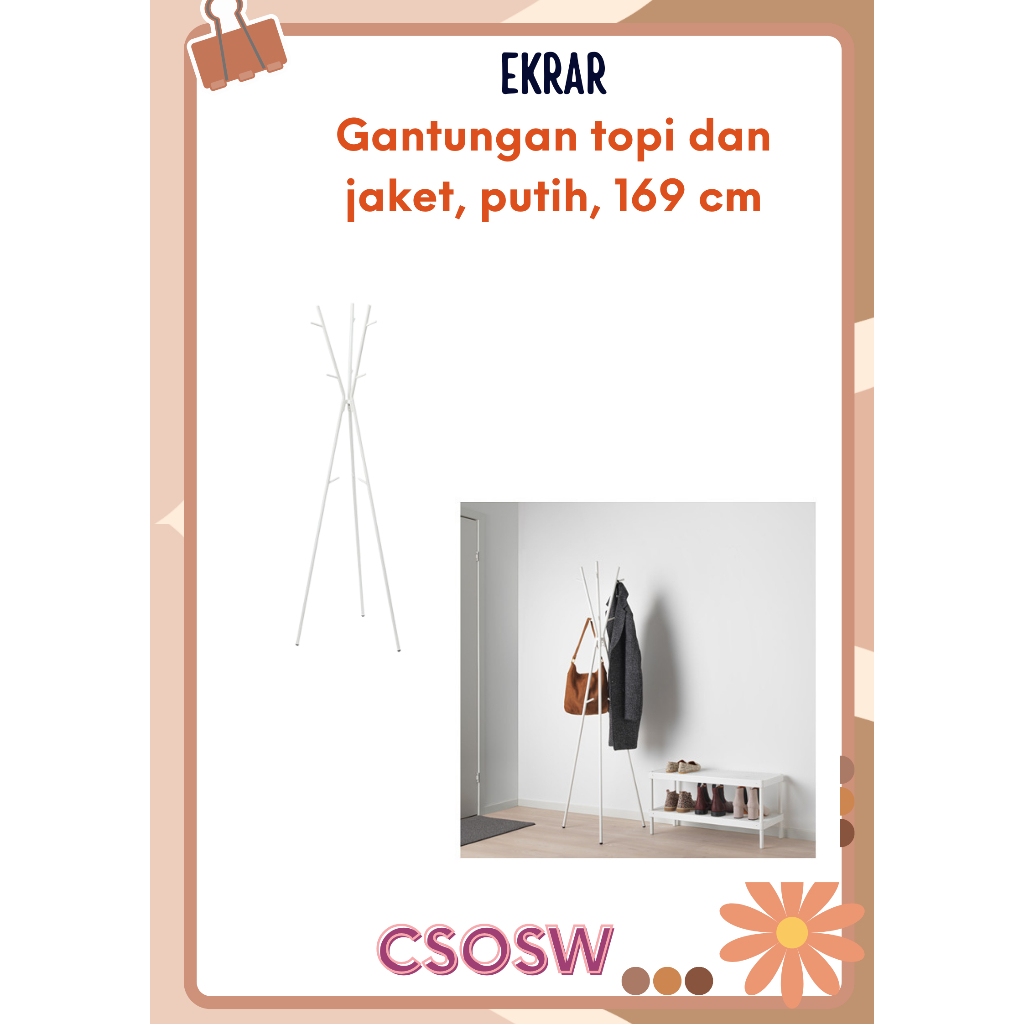 Jual Tempat Menggantung topi dan jaket atau tas warna putih tinggi 169 ...