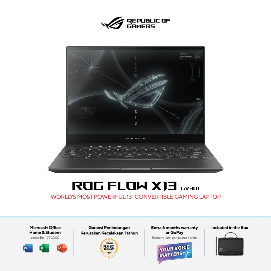 Jual ASUS ROG Flow X13 GV301RE-R7R5A6T-O - Off Black | Shopee Indonesia