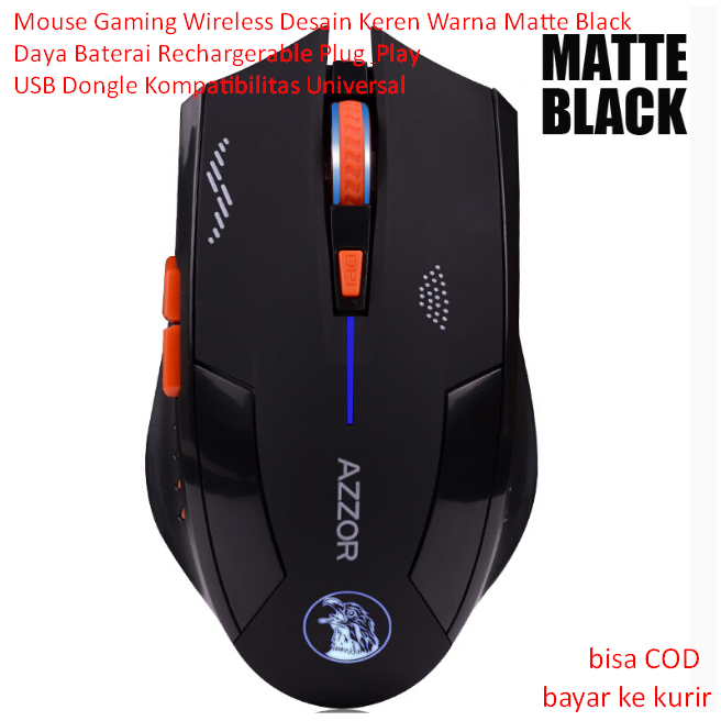 Jual Mouse Gaming Wireless Desain Keren Warna Matte Black Daya Baterai ...