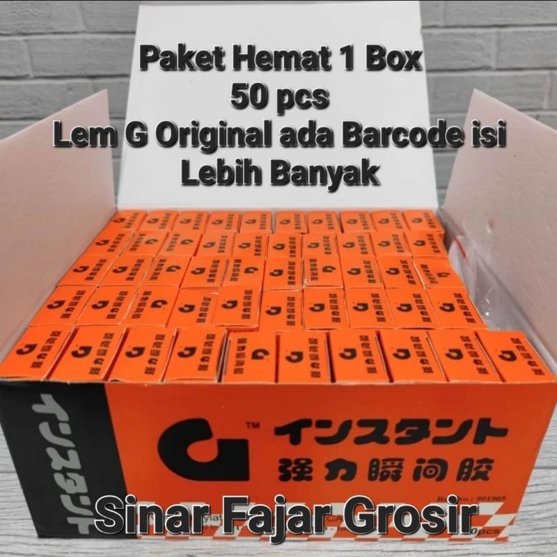 Jual Paket 50 pcs (1 BOX) Lem Tetes G Original Barcode / Lem Tetes Fei ...