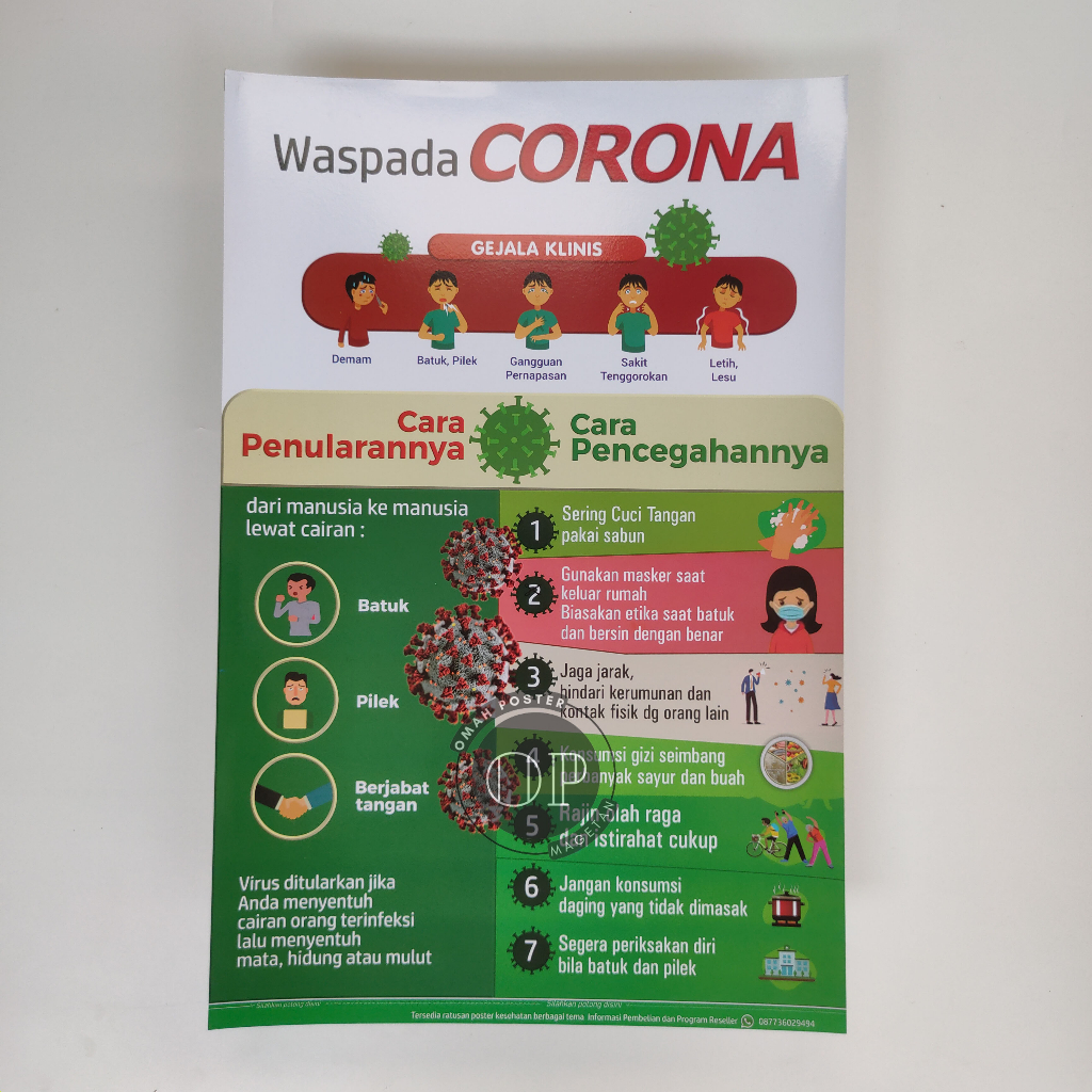Jual Poster Waspada Corona - Poster Cara Pencegahan dan Cara Penularan ...