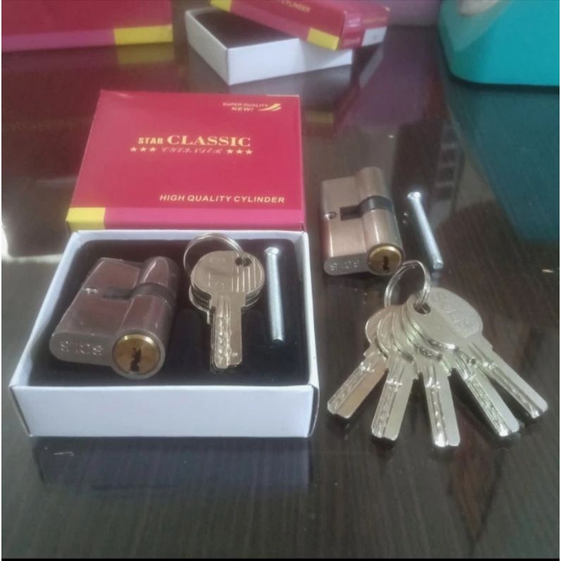 Jual Silinder Kunci Pintu Besar Computer 5 Key Star Classic jantung Kuningan 60mm | Shopee Indonesia