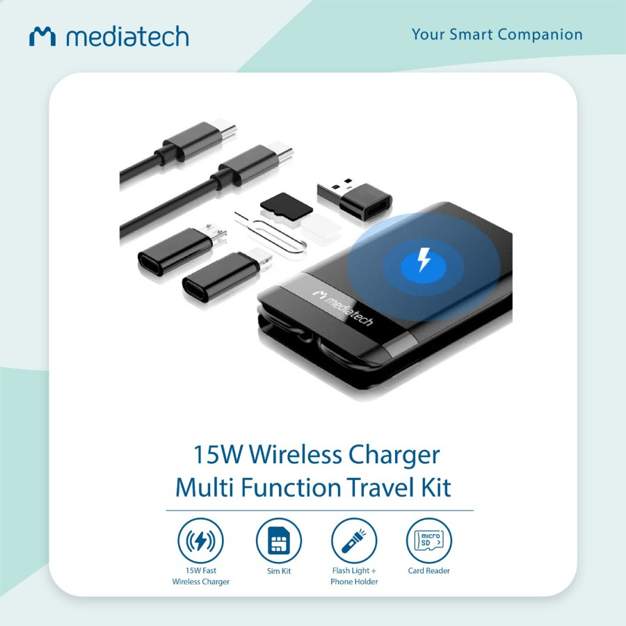 Jual Mediatech Wireless Charger Multi Function Travel Kit 15W | Shopee ...