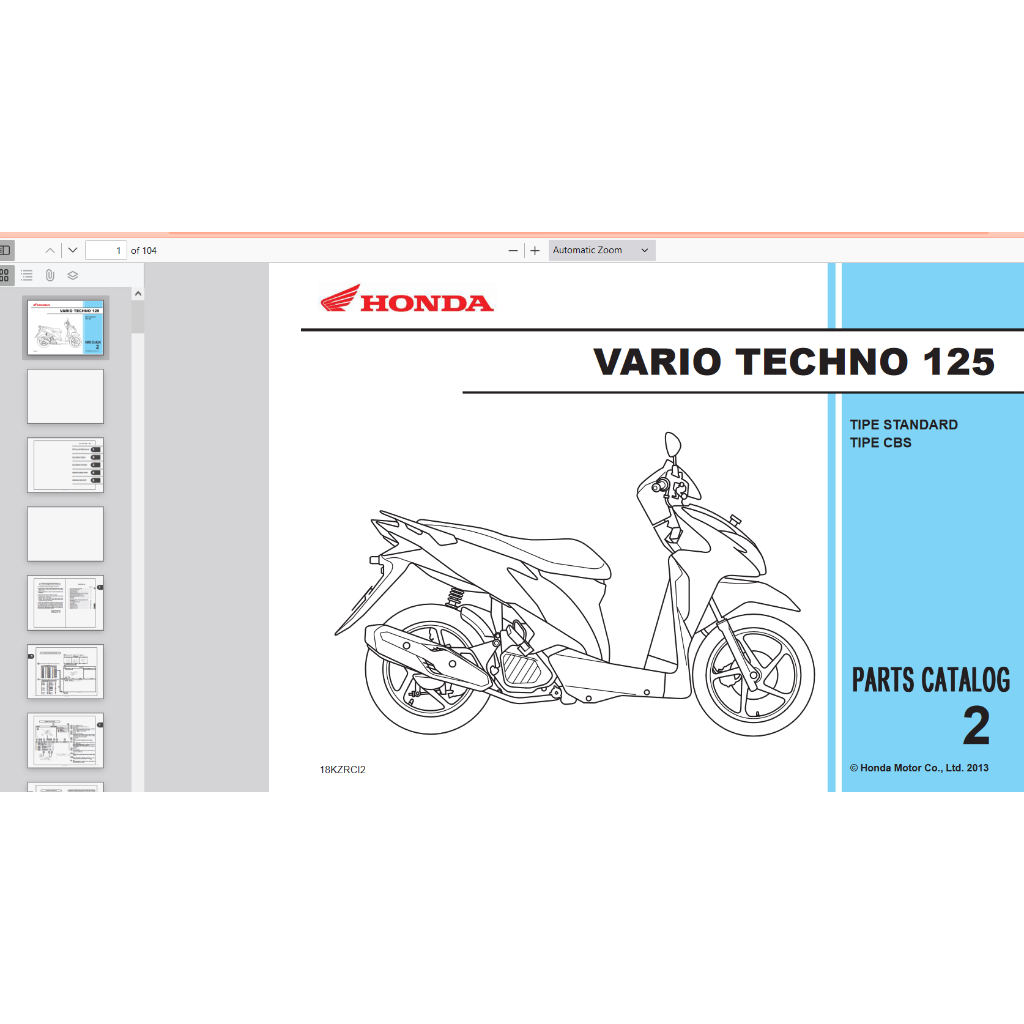 Jual motor Vario-Techno-125 Buku Parts Catalogue Copian Honda Katalog ...