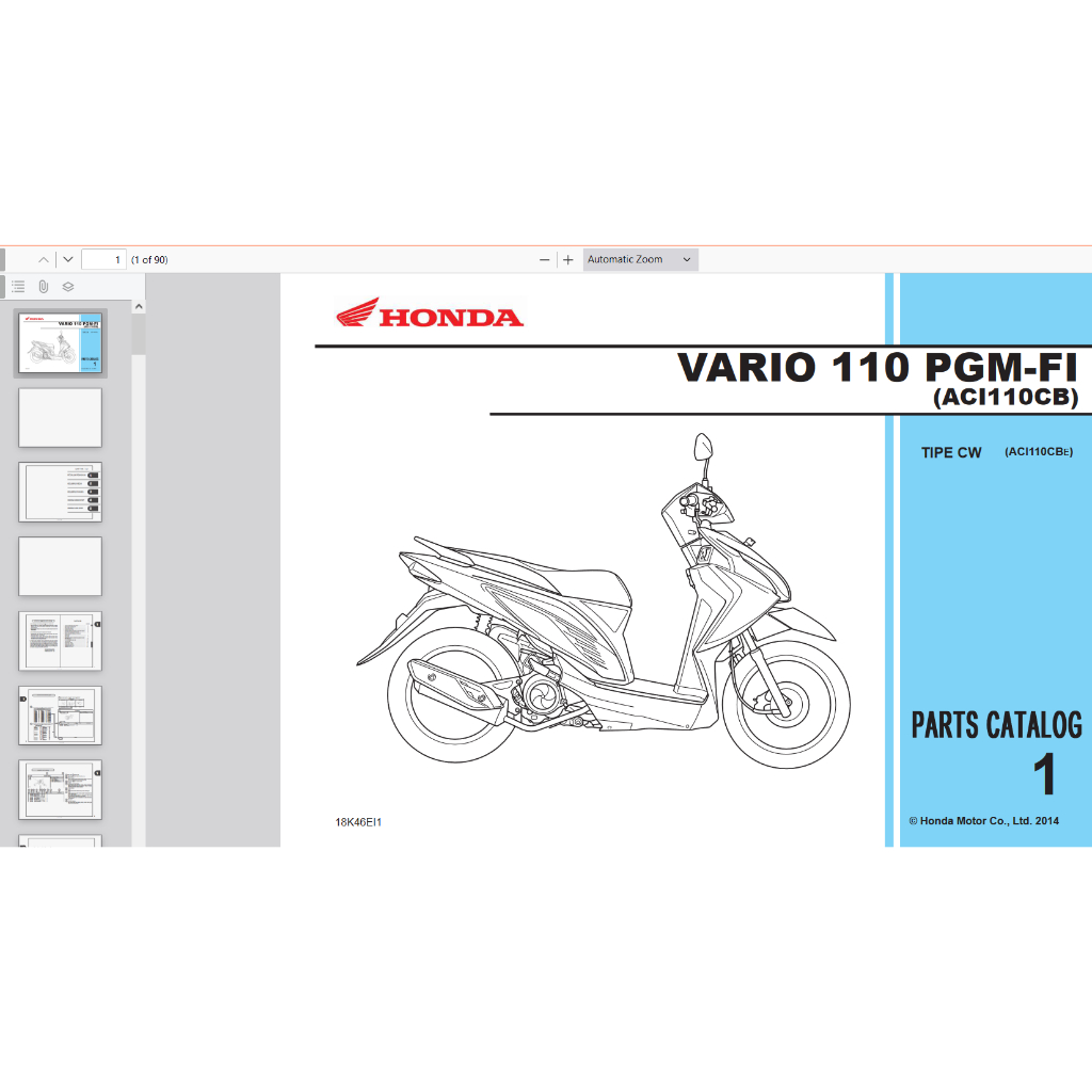 Jual motor Honda-Vario-110-FI Buku Parts Catalogue Copian Honda Katalog ...
