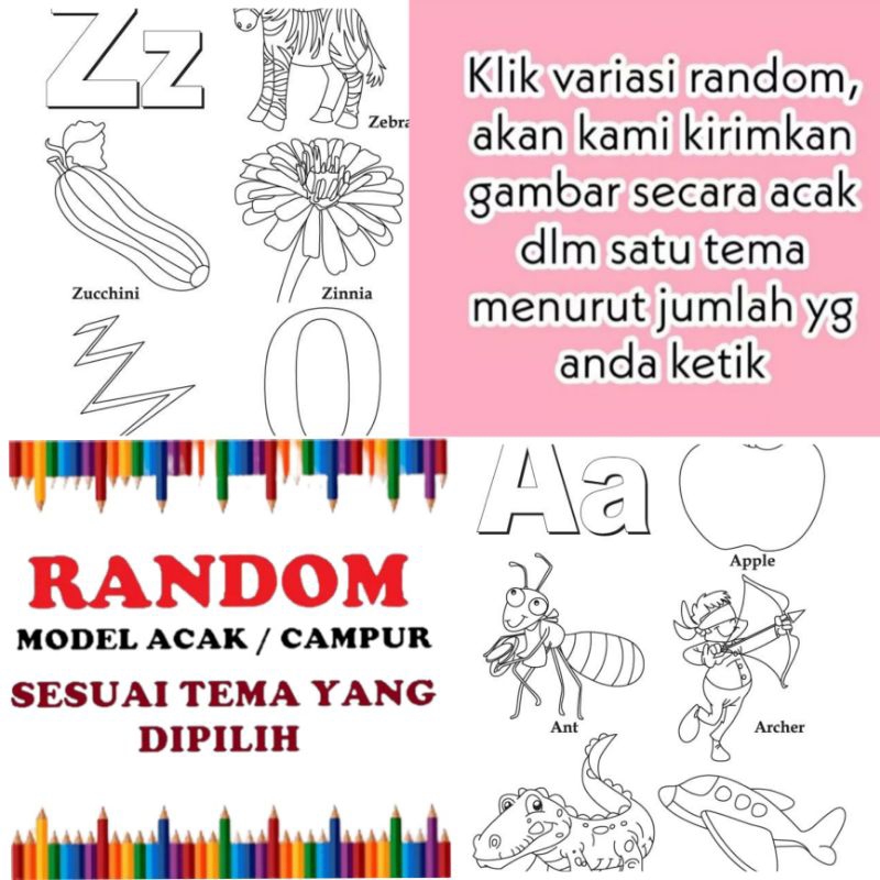 Jual Gambar sketsa mewarnai drawing skecth mewarnai Abjad dan belajar ...