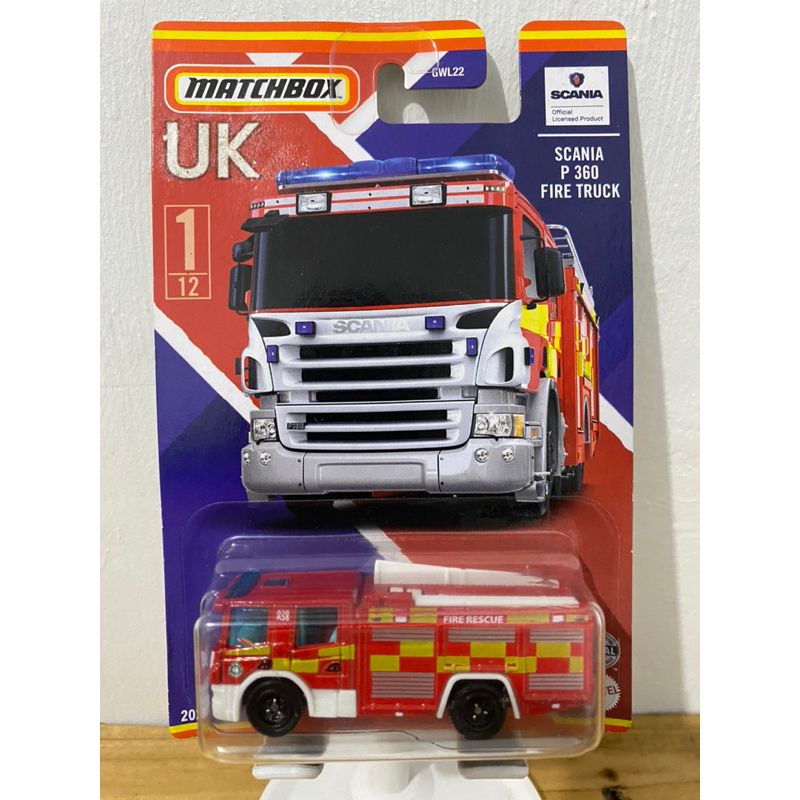 Jual MATCHBOX SCANIA P 360 FIRE TRUCK MERAH UK CARD DIECAST MOBIL ...