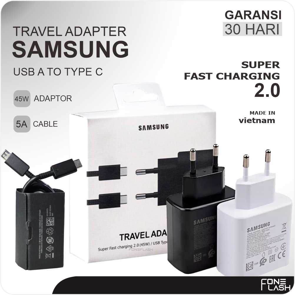 Jual kabel charger Samsung Super Fast Charging 25W or 45W Adaptor cas ...