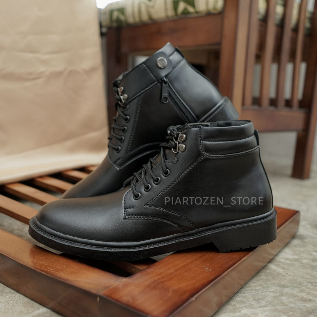 Jual Sepatu pdh pria polri tni satpam security resleting kulit sintetis ...