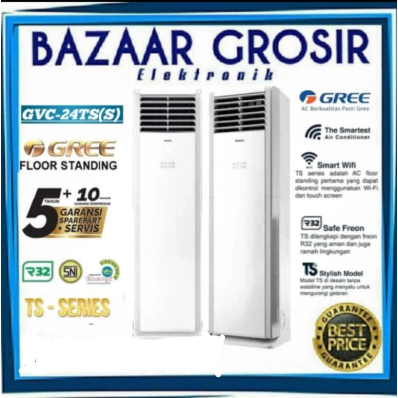 Jual GREE AC FLOOR STANDING 3PK WIFI & TOUCH SCREEN CONTROL GVC-24STS ...