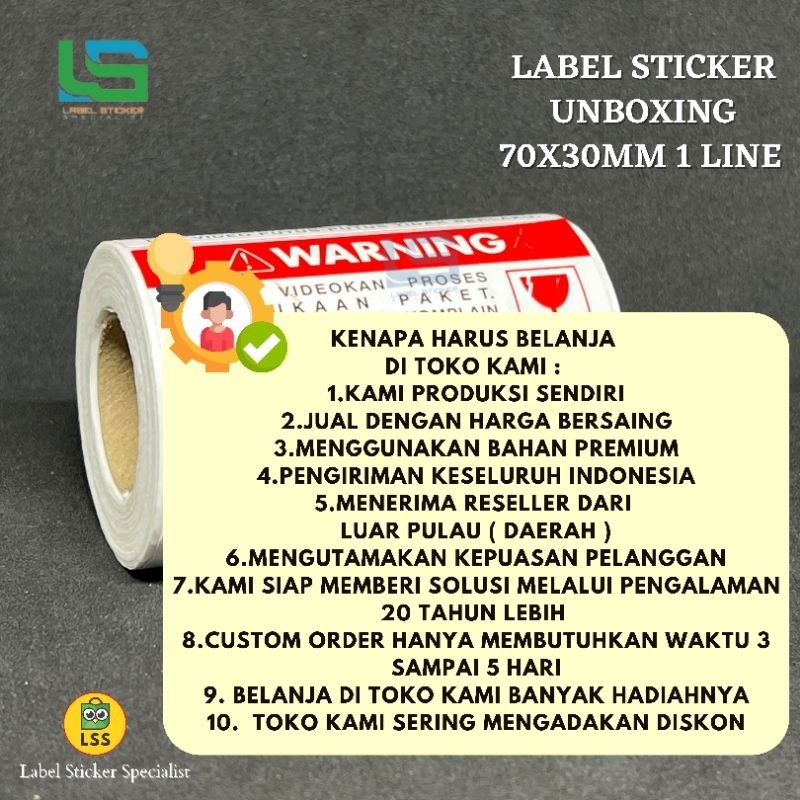 Jual Stiker Unboxing Stiker Label Unboxing Stiker Pengiriman 70X30 MM ...
