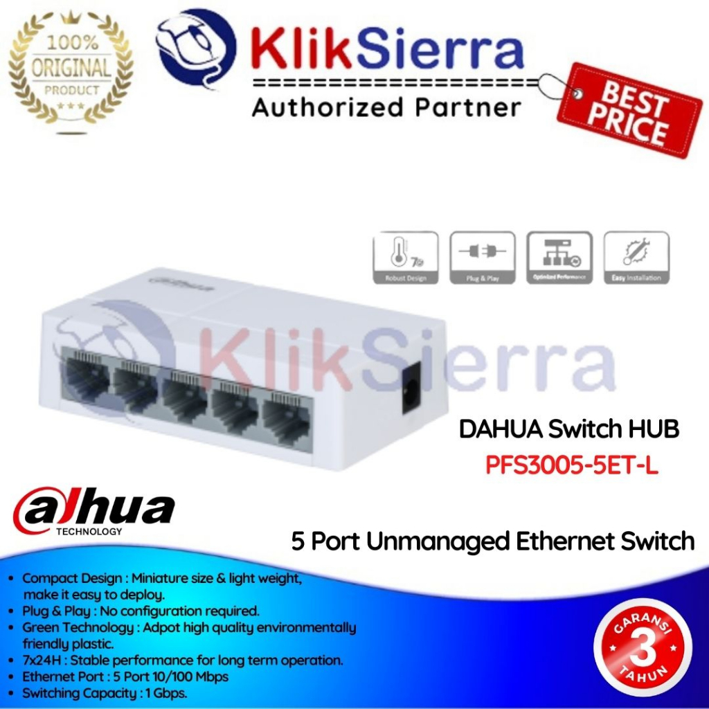 Jual DAHUA Switch HUB PFS3005-5ET-L 5 Port Unmanaged Ethernet Switch ...