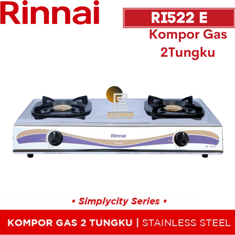 Jual RINNAI KOMPOR GAS 2 TUNGKU RI 522E/RI522E/API EKONOMIS/STAINLESS ...