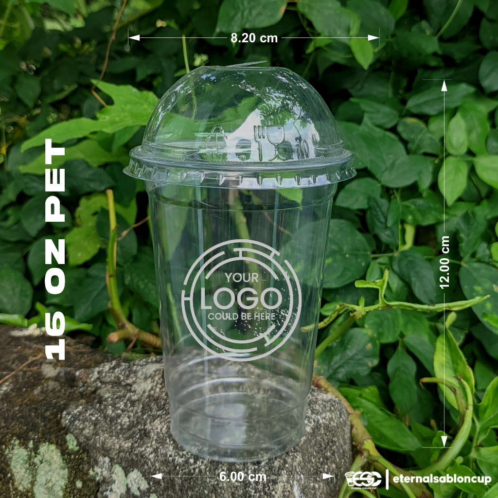 Jual Sablon Cup 14 / 16 oz merk PET Starindo + LID Strawless/Flat/Dome ...