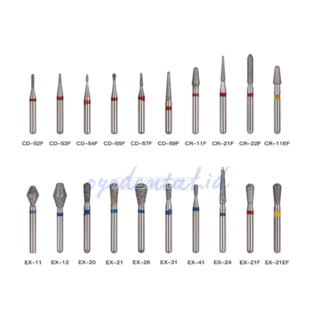 Jual Dental Diamond Bur High Speed Pita Biru Merah Kuning CD CR EX / Mata Bur High Speed ...