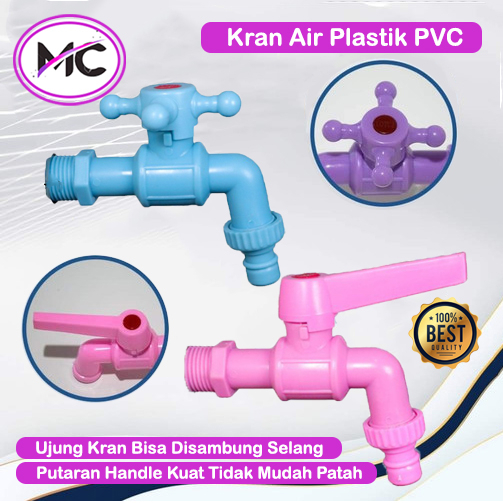 Jual Kran Air Plastik 1/2 Inch Keran Tembok Taman Bahan PVC Warna ...