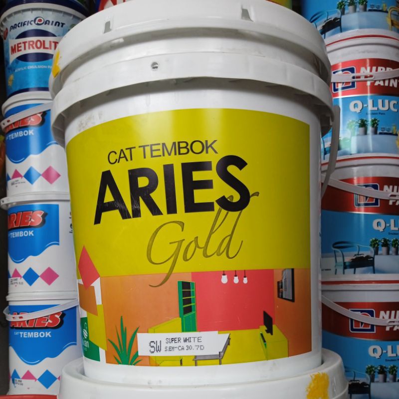 Jual Cat tembok Putih 18kg Cat tembok aries gold PUTIH 18kg | Shopee ...
