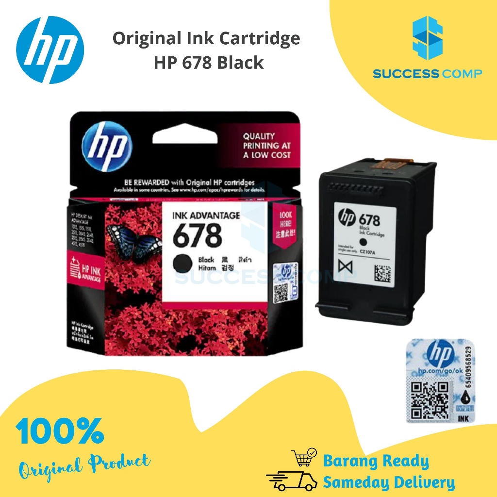 Jual Tinta HP 678 Black / Hitam Original HP 678 Black Original Ink ...