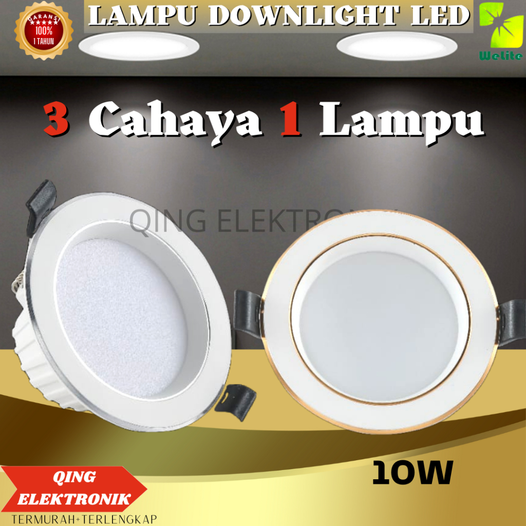 Jual Lampu Downlight 3 Cahaya LED 3 Warna 1 Lampu Panel LED Plafon ...
