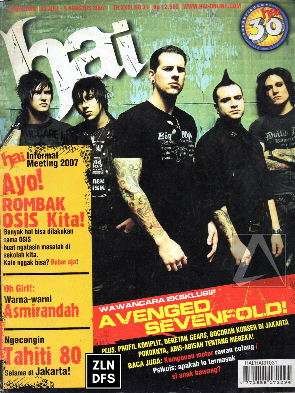 Jual Majalah HAI Edisi Agustus 2007 COver Avenged Sevenfold (PRELOVED ...