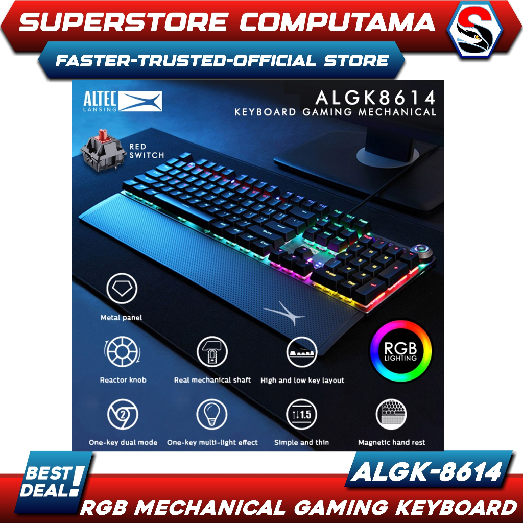 Jual Keyboard Gaming Mechanical Altec Lansing ALGK-8614 RGB | Shopee ...