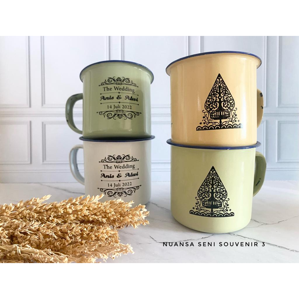 Jual Souvenir Pernikahan Gelas Mug Jadul Enamel Gelas Mug Vintage Gelas ...