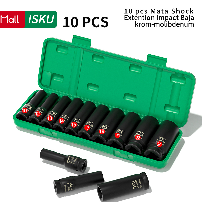 Jual ISKU Kunci Socket Extention Impact 10pcs Bahan Cr-Mo Panjang Mata ...