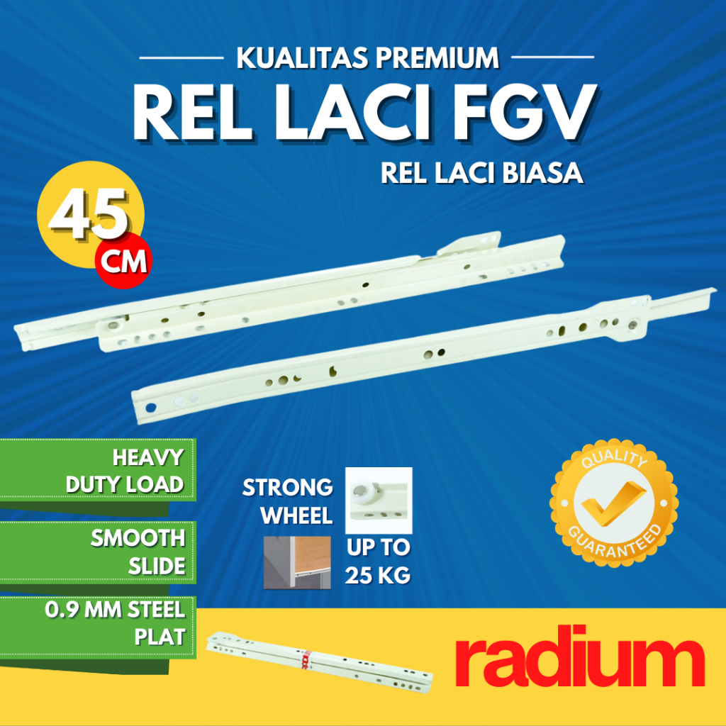 Jual Rel Laci Biasa RADIUM 45cm FGV Putih Roda Single Nylon Drawer ...