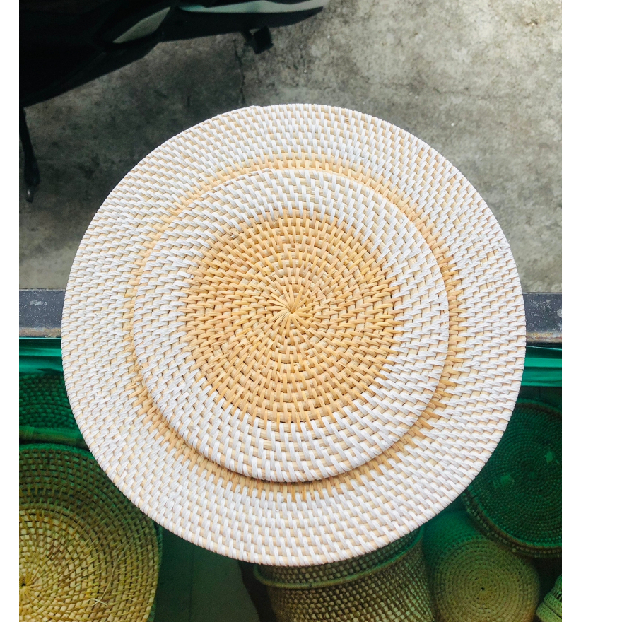 Jual plasmet rotan kombinasi/alas piring 10 cm 20 cm 30 cm 35 cm ...