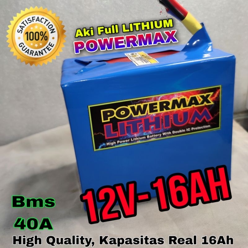 Jual AKI 12V 16AH FULL LITHIUM POWERMAX +BMS 40A Sprayer Sepeda Motor ...