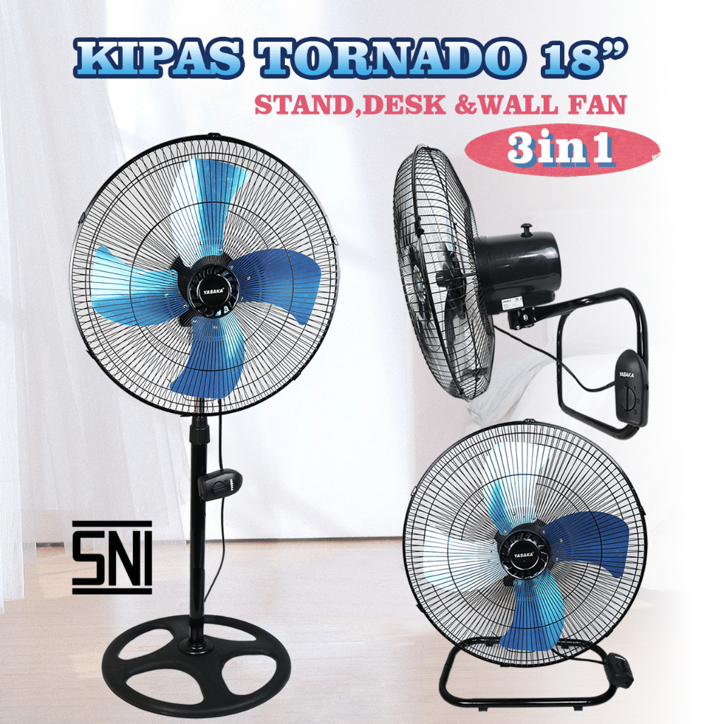 Jual Kipas angin besi JUMBO 18” YASAKA 3in1 / TORNADO FAN/ stand fan ...