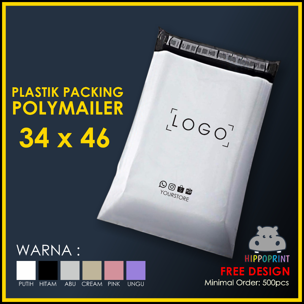Jual Plastik Polymailer 34x46cm + Custom Sablon Logo (Free Design) | Shopee Indonesia