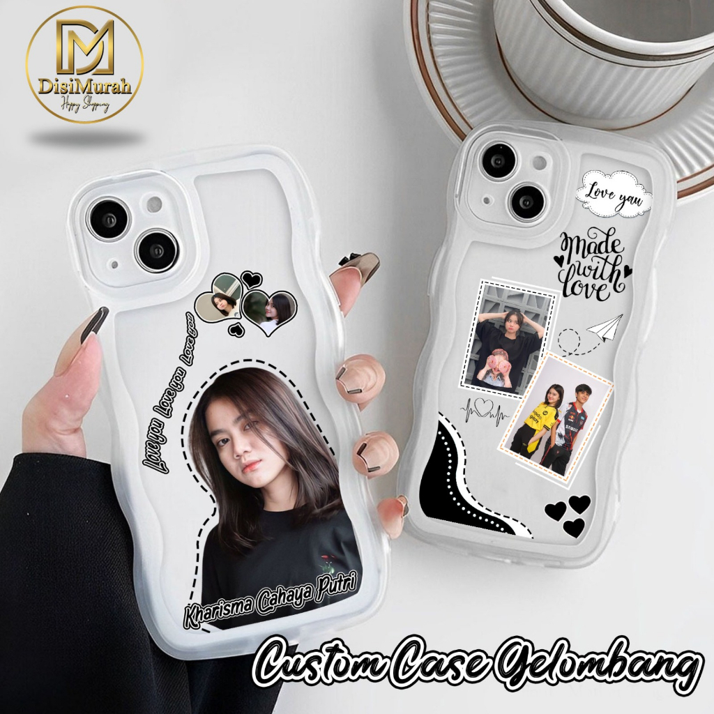 Jual Disimurah curly case clear gelombang CUSTOM FOTO GAMBAR NAMA ...