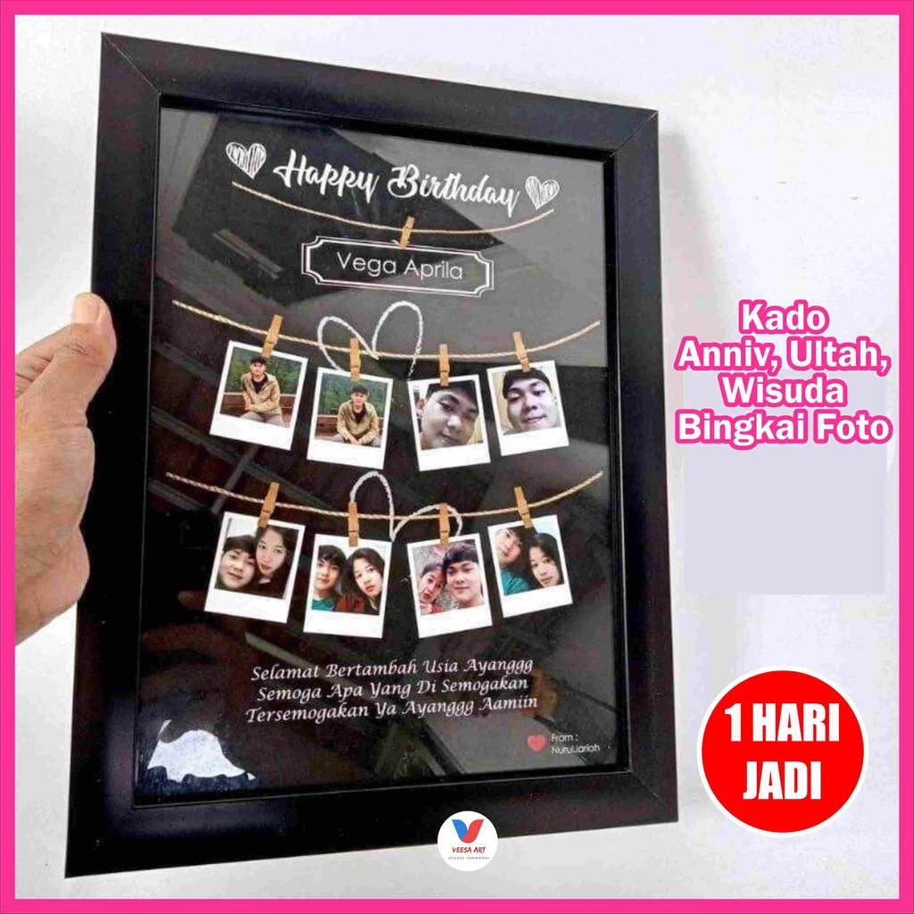 Jual Kado ulang tahun Gift Ultah Pacar / Cetak Frame Foto Plus Bingkai Kaca Minimalis / Bingkai ...
