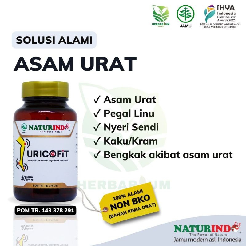 Jual Uricofit 50 Kapsul Obat Herbal Jamu Asam Urat Gout Pegal Linu ...